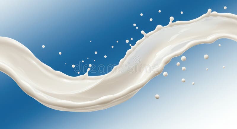 Splashing Milk Wave Against Blue Backdrop with Dynamic Motion and ...