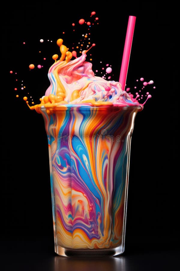 Splashing Multicoloured Milkshake or Smoothie, Colourful Explosion on ...