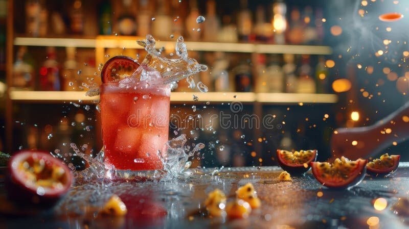Splashing Passion Fruit Cocktail Ai Generated Stock Photos - Free ...