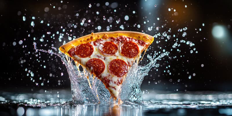 Splashing Pepperoni Pizza stock image. Image of cheese - 363281387