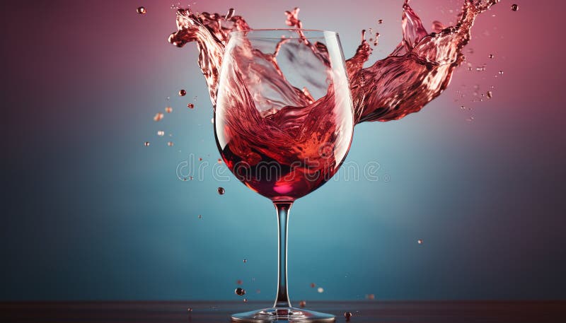 Splashing Red Wine, Pouring Celebration, Glass of Refreshing Liquid ...
