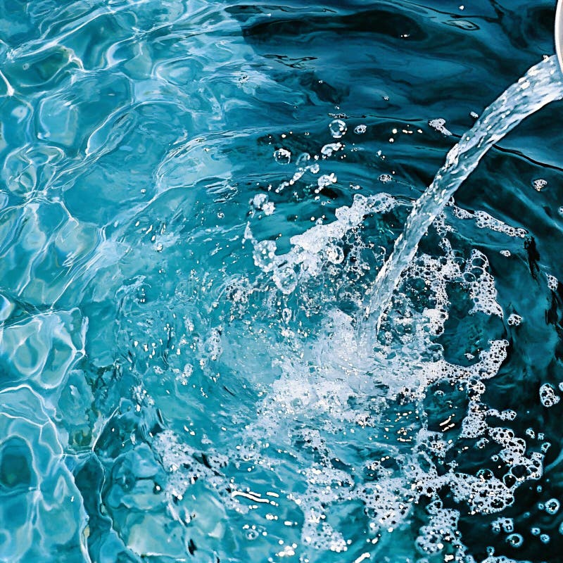 Splashing Stream of Clear Blue Water with Bubbles, Background Texture ...