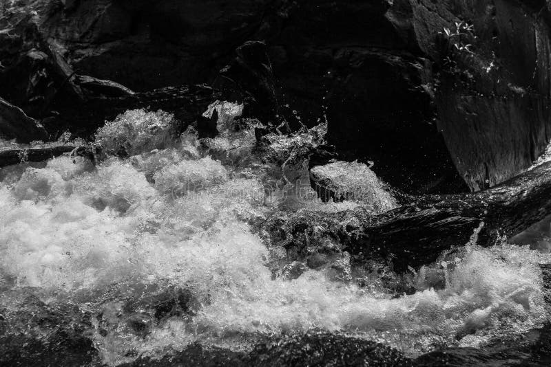 Splashing water in BW stock image. Image of waterfall - 83002325