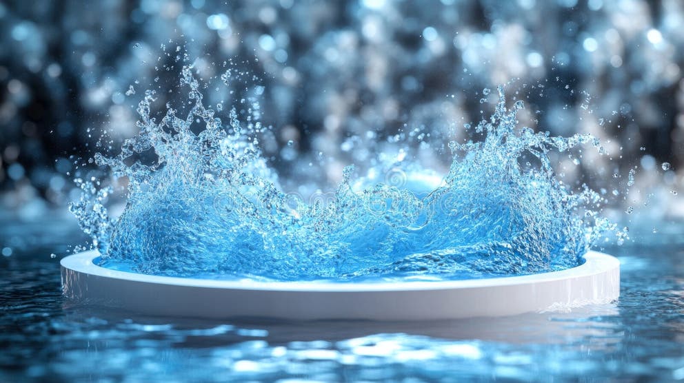 Splashing Water on a Circular Platform, Refreshing and Dynamic Concept ...