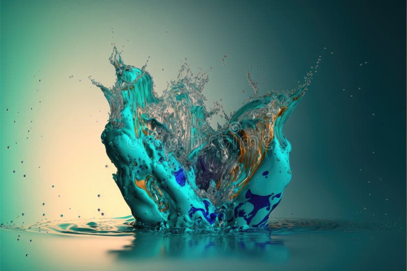 Splashing Water with a Colorful Glow. Stock Illustration - Illustration ...