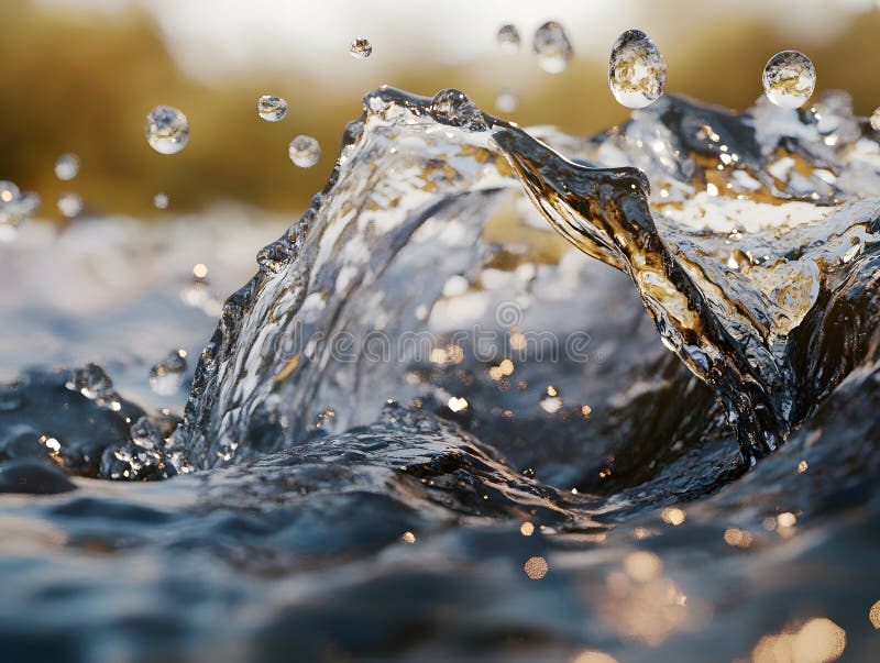 Splashing Water with Droplets, Focus on Movement and Clarity Stock ...