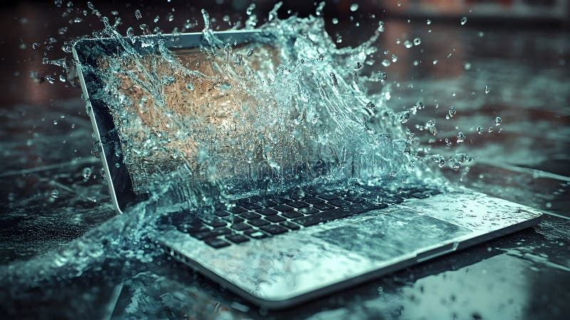 Splashing Water on Laptop: Technology Against Liquid Damage Stock Photo ...