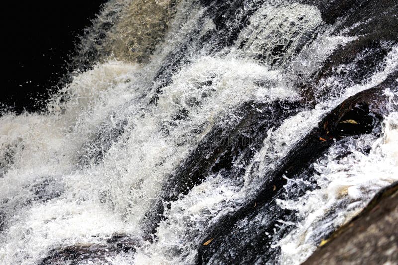 Splashing Water on Rocky Slope of Waterfall Inside Tropical Rainforest ...
