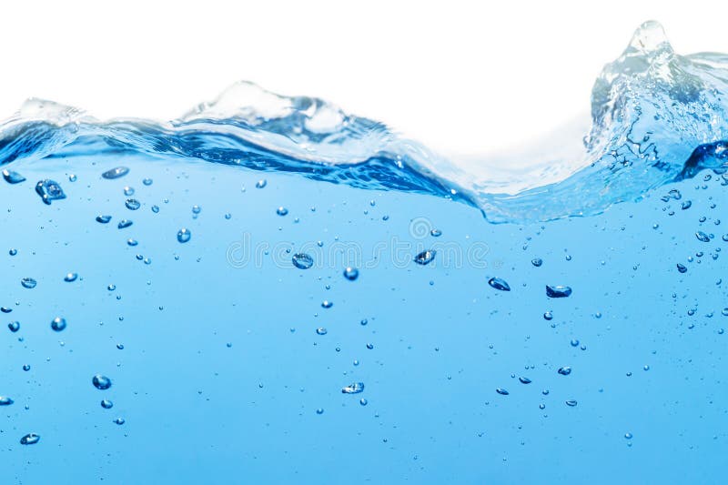 Splashing Water Wave. Air Bubbles Float Up in Water. Pure Drinking ...