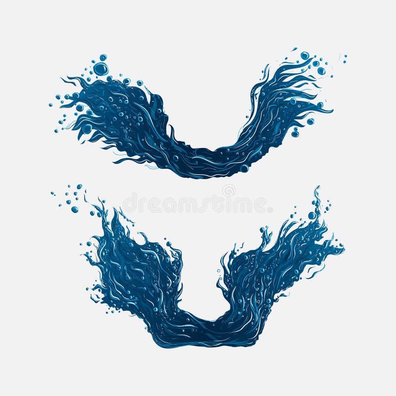 Splashing Water Wave Set. stock vector. Illustration of aquamarine ...