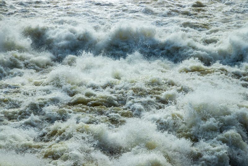 Splashing Water Waves on the Spring Fast River Stock Image - Image of ...