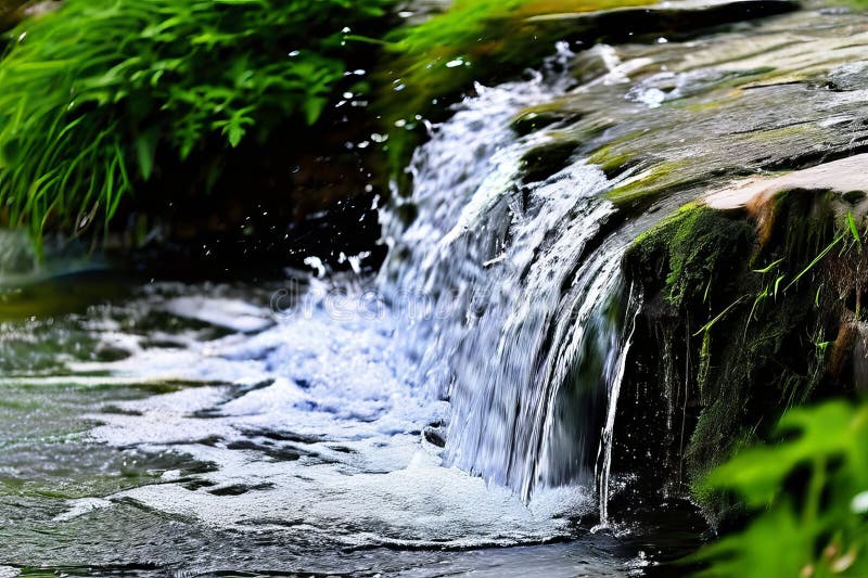 Splashing Waterfall Stream a Stream Splashing As it Flows from a Stock ...