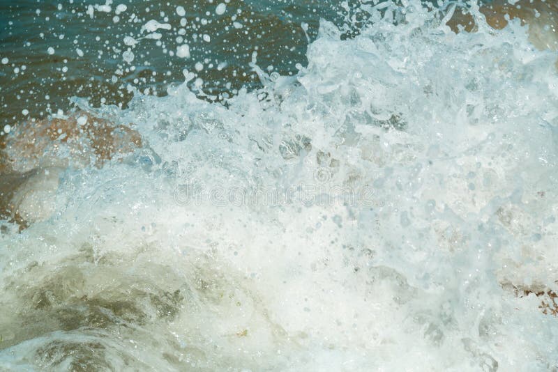 Splashing Wave with Spray Splashing on the Seashore. Stock Image ...