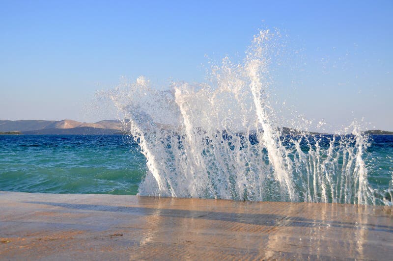 Splashing Big Waves on the Seashore. Stock Photo - Image of coastal ...