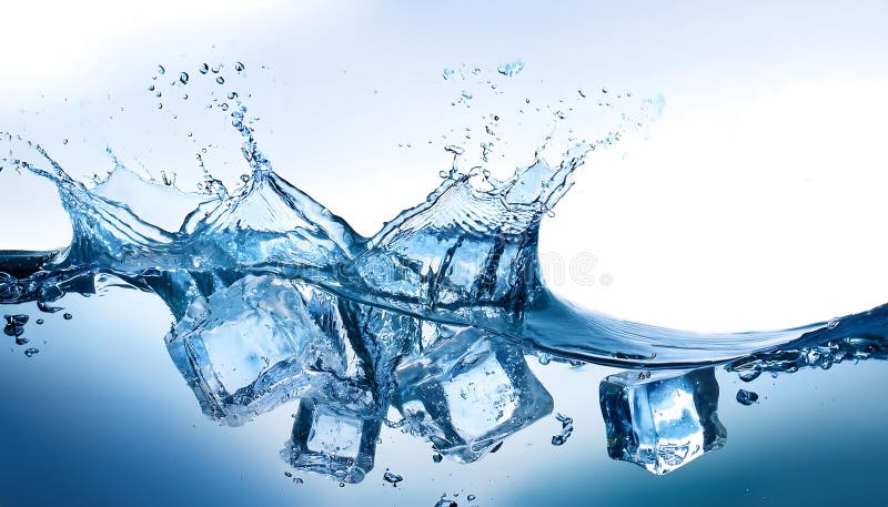 Splashing Waves with Ice, Refreshing Cold Drinks Stock Illustration ...
