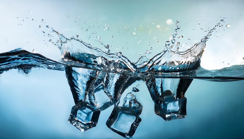 Splashing Waves with Ice, Refreshing Cold Drinks Stock Illustration ...