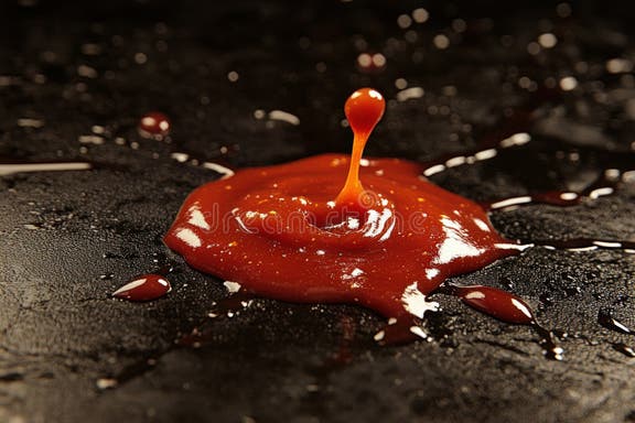 A Splatter of BBQ Sauce on a Table, Messy and Playful, Culinary Theme ...