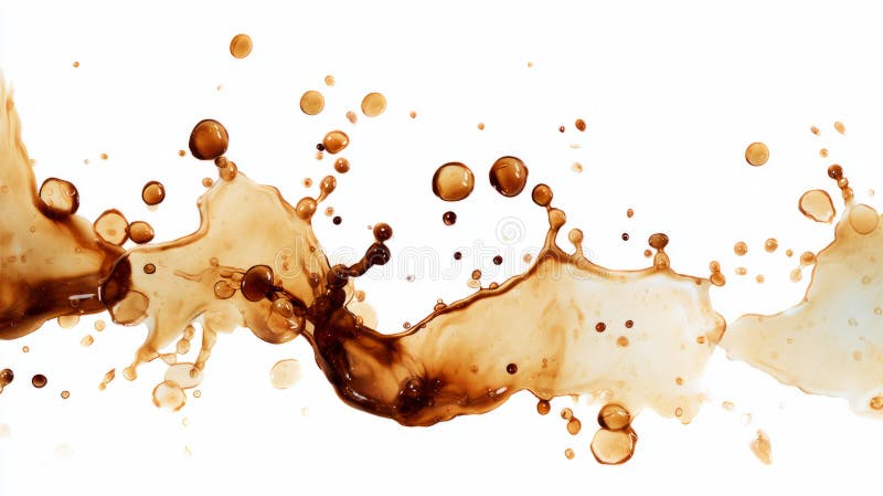 Splatter of Coffee and Droplets with Suspended Particles, Brown Liquid on White Stock ...