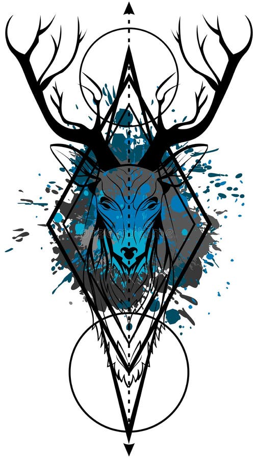 Geometric Stag Tattoo