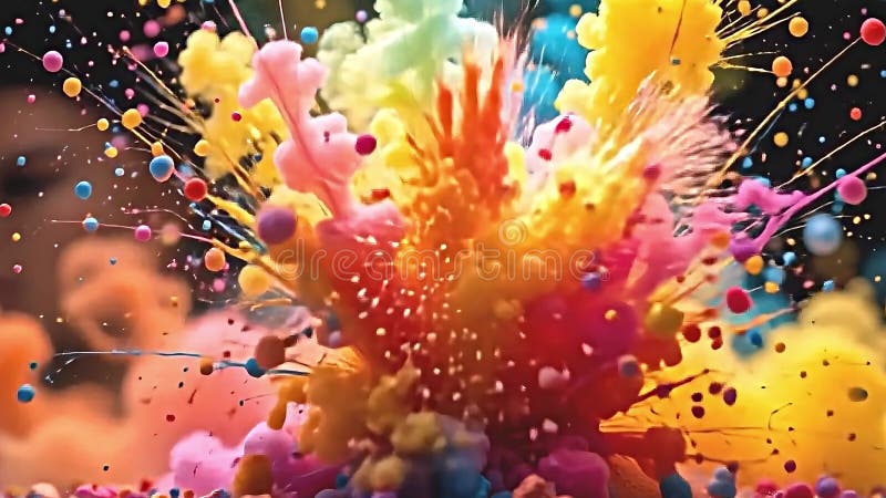 Splatter of Colours Explodes in a Burst of Colourful Dye, a Blast of ...