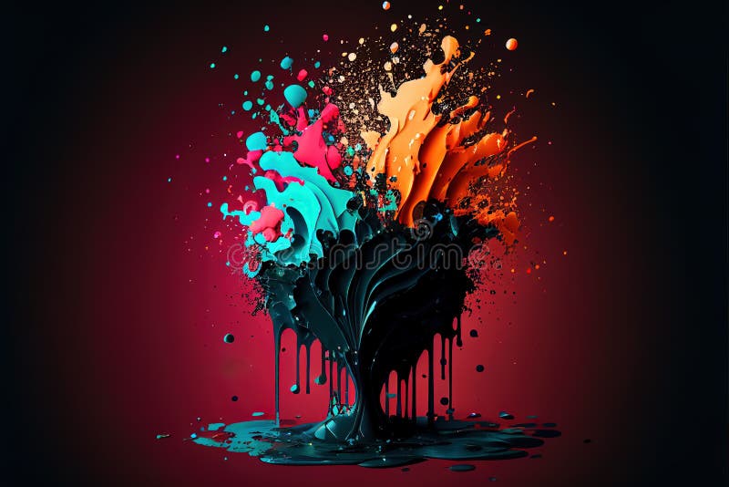 Splatter Heart from Multicolored Paint 3d Render. Generative AI Stock ...