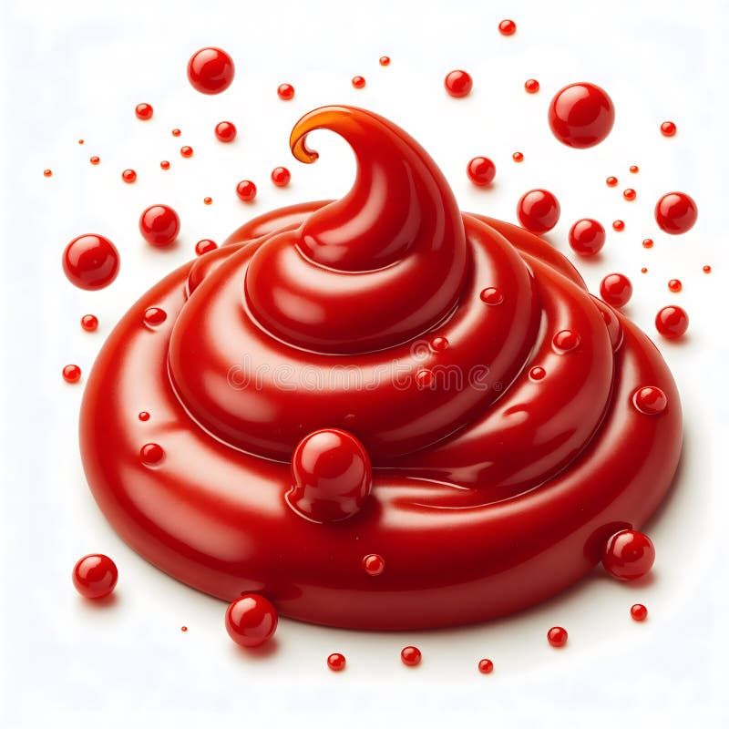 A Splatter of Ketchup in the Center of the Image, with Droplets in ...