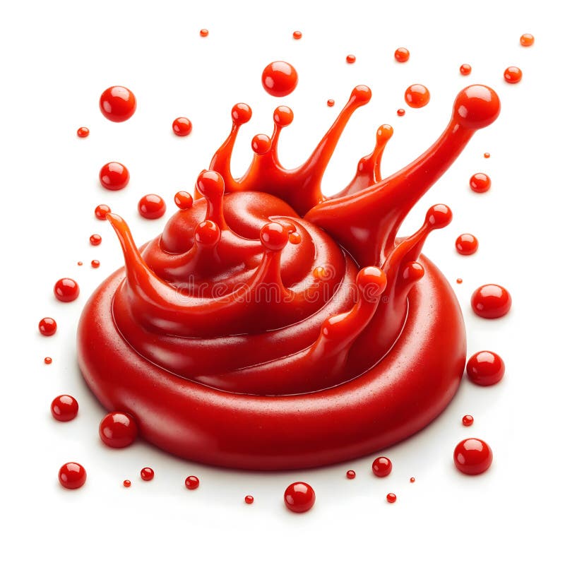 A Splatter of Ketchup in the Center of the Image, with Droplets in ...
