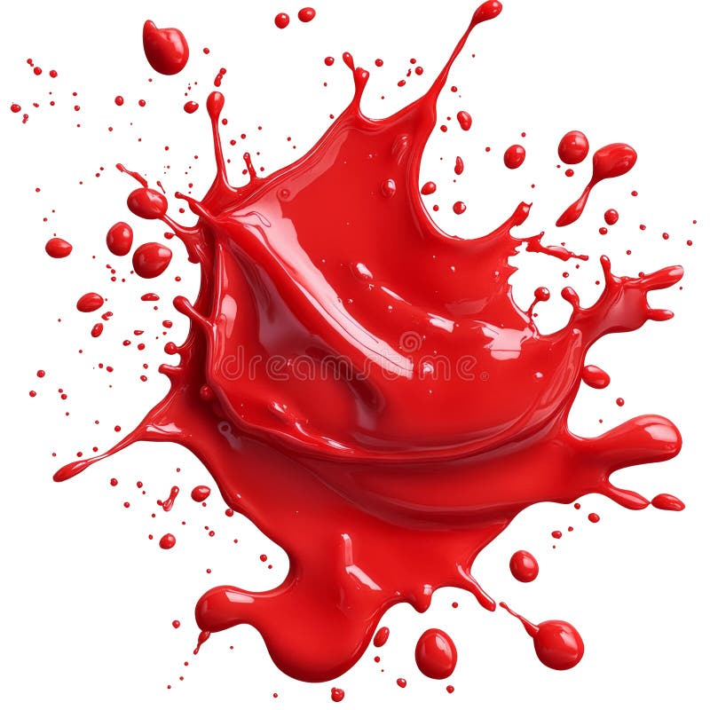 Splatter of Vibrant Red Paint Isolated on White Background Stock ...