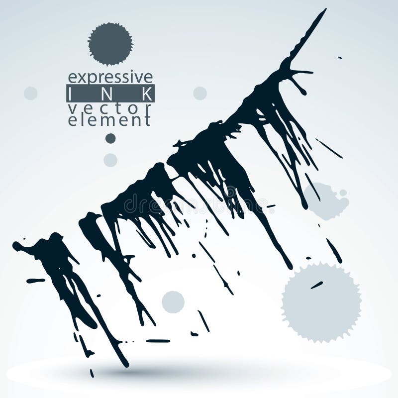 Splattered Monochrome Web Design Element, Art Ink Blob, Paintbrush ...