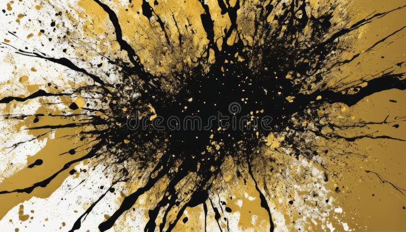 A Splattered Paint Design in Black and Gold Stock Illustration ...