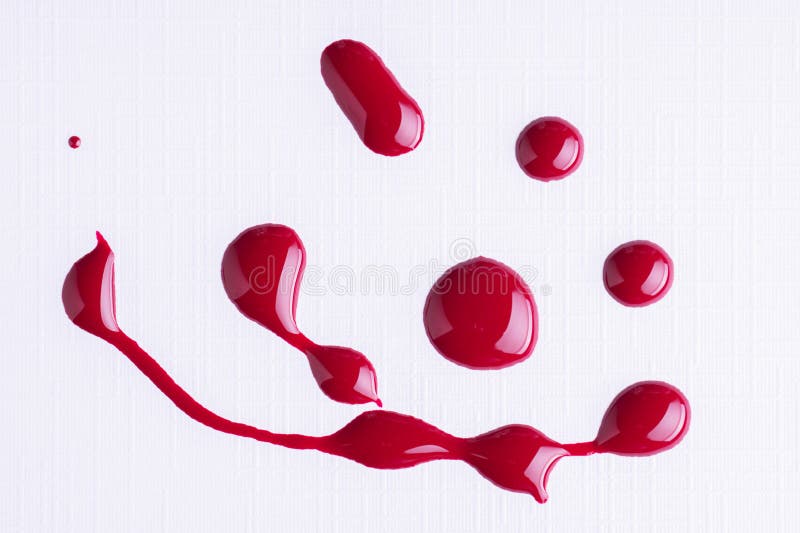 Splattered Red Paint on White Background. Splash of Dark Red Nail ...