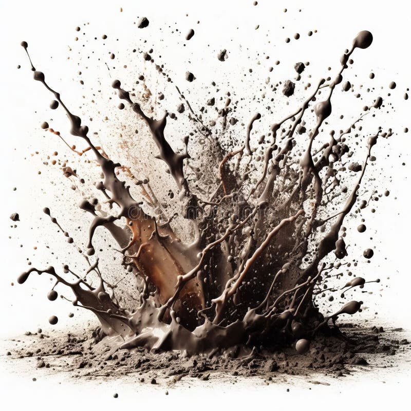 Splatters of Mud Splashing Onto a White Surface, Creating a Mes Stock ...