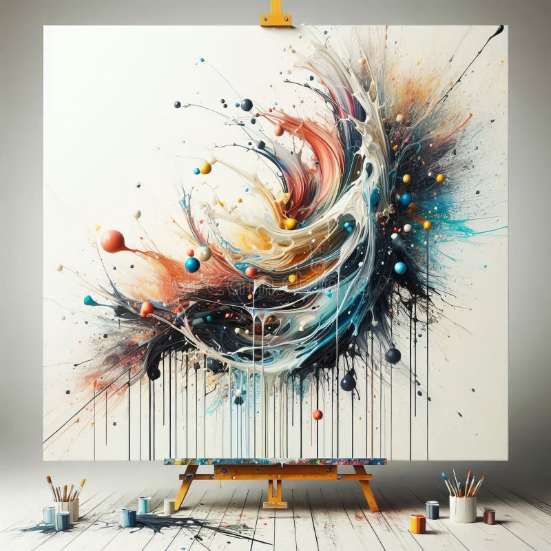 Splatters of Paint Dripping Down a Canvas, Creating a Dynamic N Stock ...
