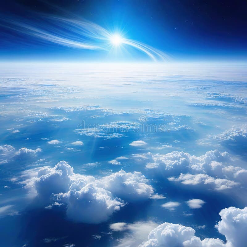 Splendid Background Cloudscape Above the Atmosphere in the with a ...