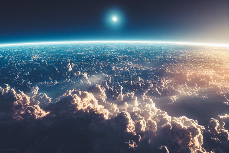 Splendid Cloudscape Above Earth S Atmosphere with Starry Space at ...