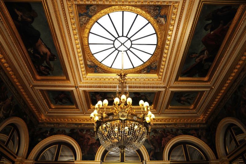 Splendid Ceiling Chandelier in Royal Palace Stock Image - Image of ...