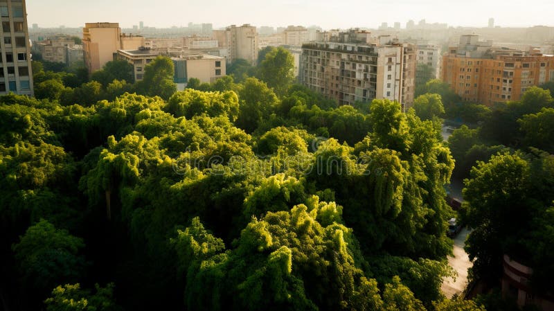Splendid City Covered with Green Trees and Plant. Generative AI Stock ...
