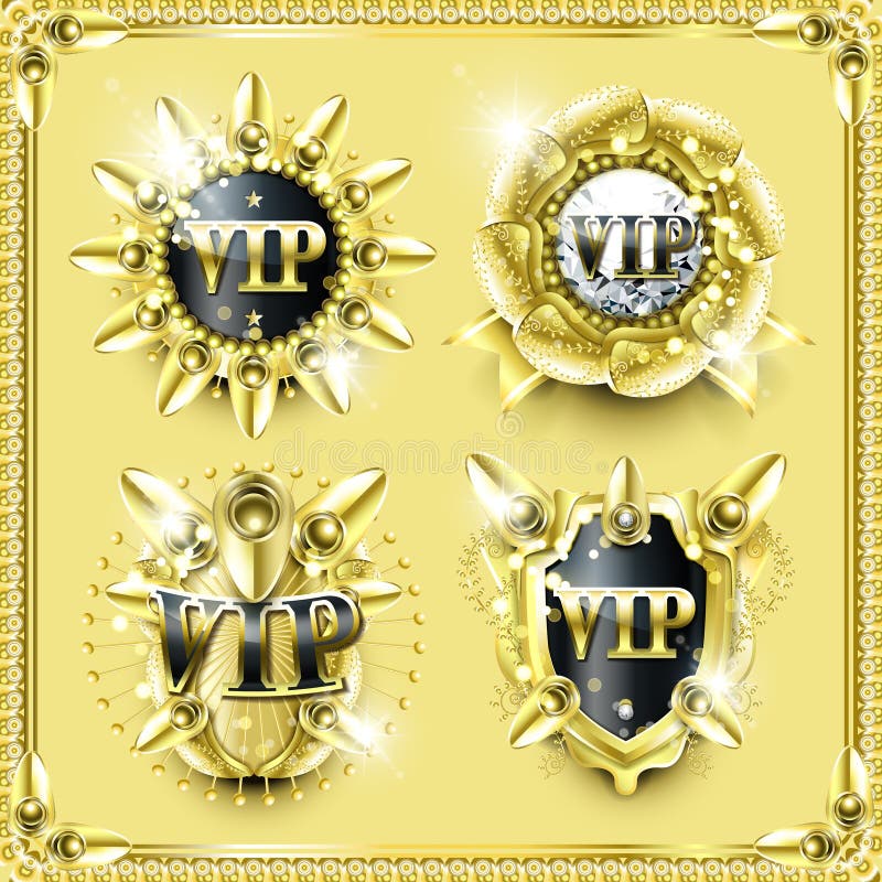 Splendid Golden VIP Label Collection Stock Illustration - Illustration ...