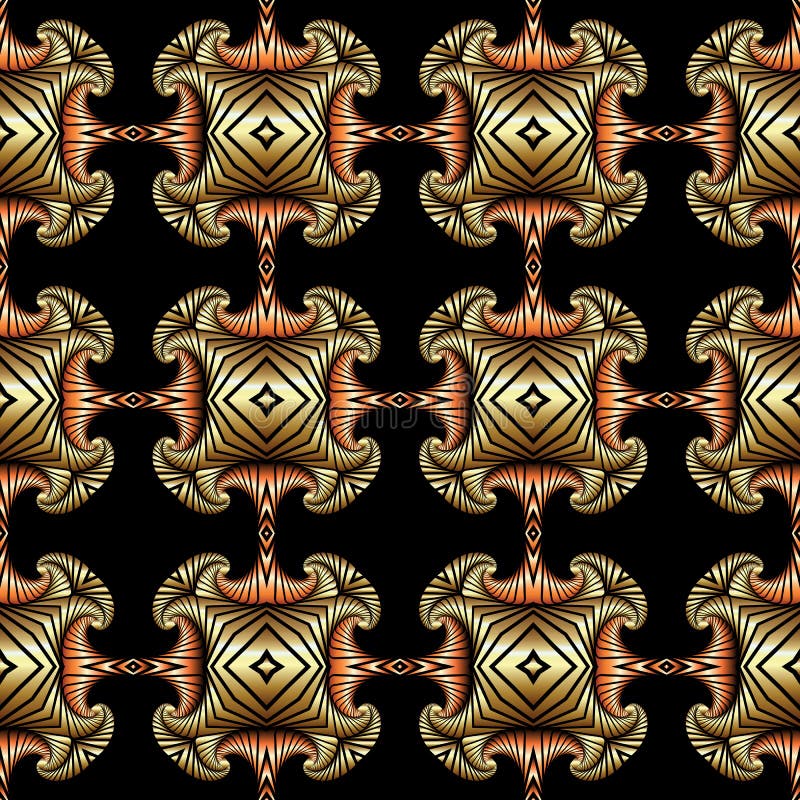 Splendid Seamless Pattern with Shiny Golden and Bronze Decorative ...