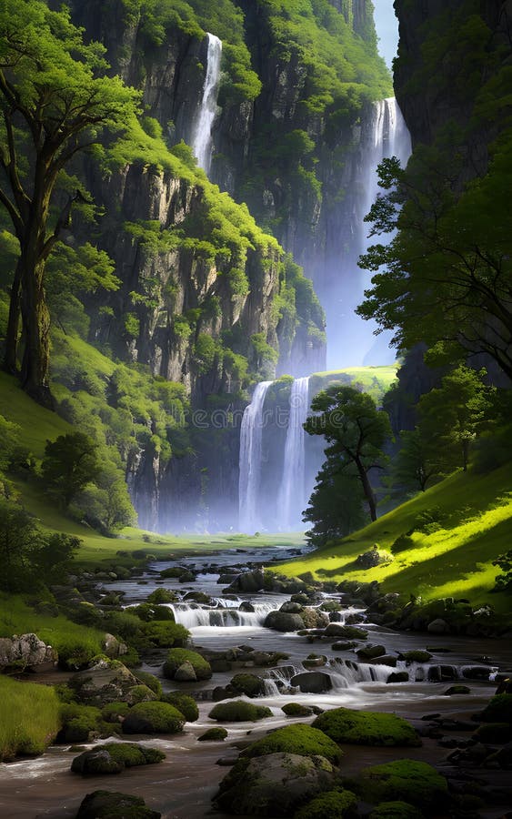 Splendid Springtime Nature Landscape Stock Illustration - Illustration ...