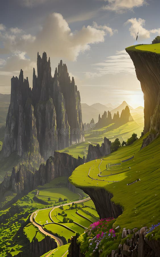 Splendid Summertime Nature Landscape Stock Illustration - Illustration ...