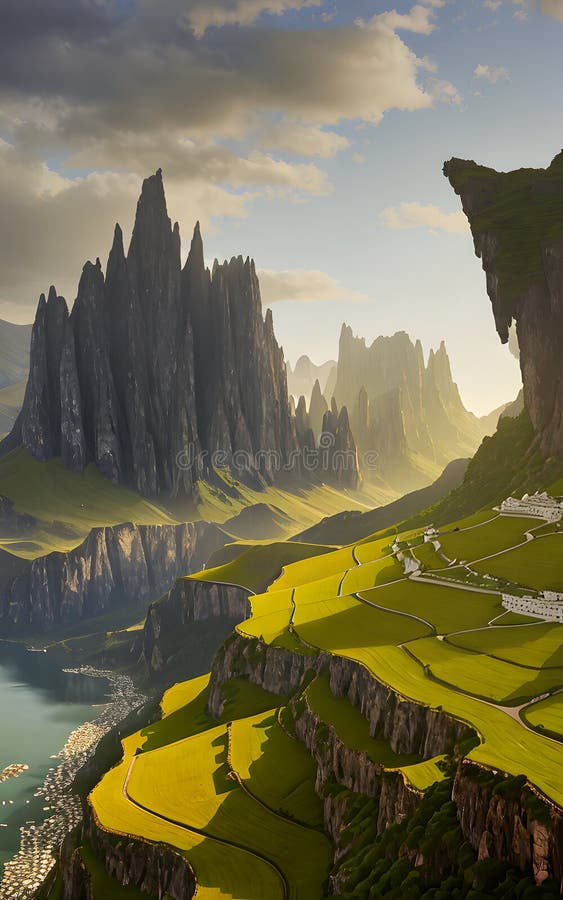 Splendid Summertime Nature Landscape Stock Illustration - Illustration ...