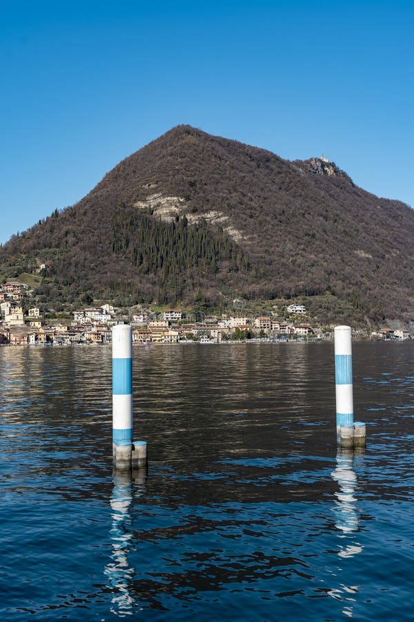 Splendid View of Monte Isola Facing the Blue Waters of Lake Iseo Stock Image - Image of aeral ...