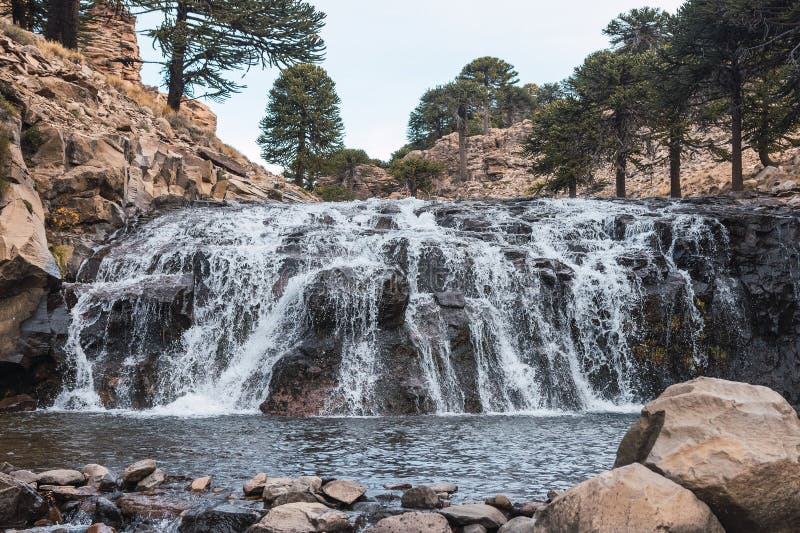 Splendid Waterfall between the Mountains Stock Image - Image of blue ...