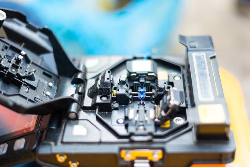 Splicing Machine For Fusion Splice A Fiber Optic Cable Stock Photo ...