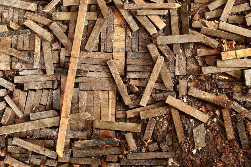 Splintered Floor Pattern with Aged Wood Fragments and Debris in an ...