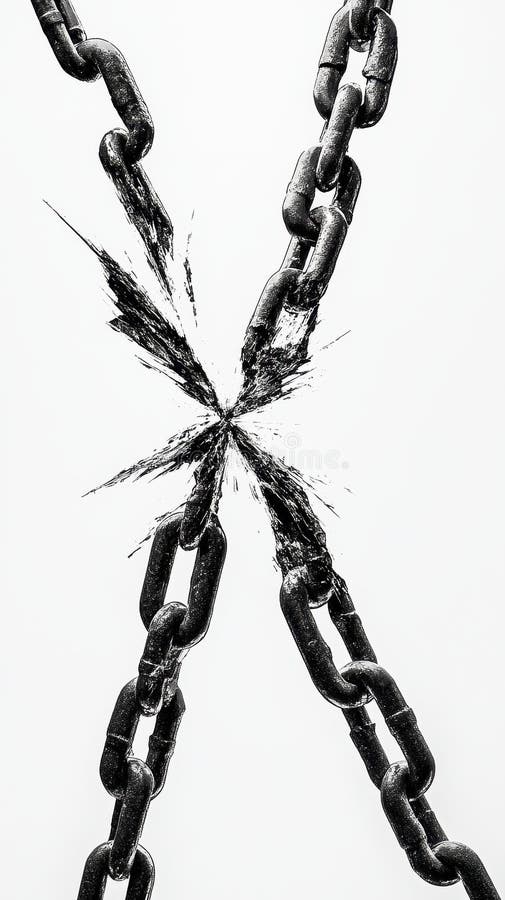 Splintering Metal Chain with Dramatic Impact Stock Image - Image of ...