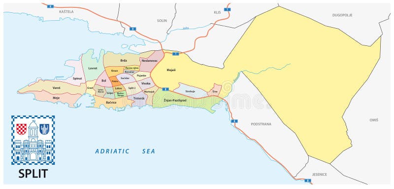 Split Administrative Map with Coat of Arms Stock Illustration ...