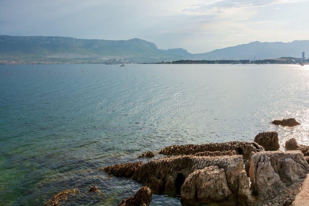 Split, Adriatic Coast in Croatia, Dramatic Sky, Seascape Stock Photo ...