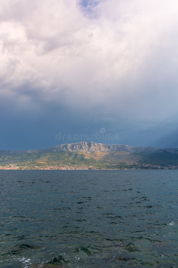 Split, Adriatic Coast in Croatia, Dramatic Sky, Seascape Stock Photo ...